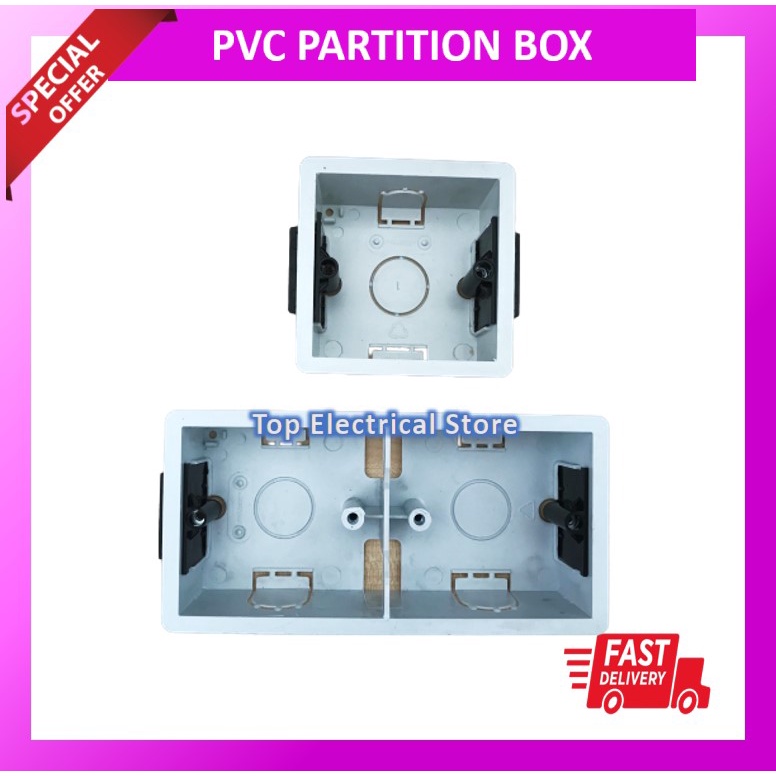 PVC PARTITION BOX 3X3 / 3X7 SWITCH BASE WHITE WITH CLIPS | Shopee Malaysia