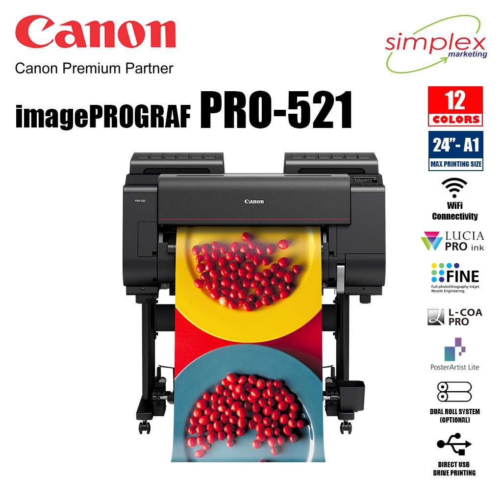 Canon imagePROGRAF PRO-521 12 Color Large Format Printer Plotter (Pre ...