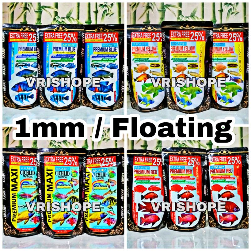 Akari Premium Blue Red Yellow Maxi Cichlid 250gr, Fish Pellet Feed Size ...