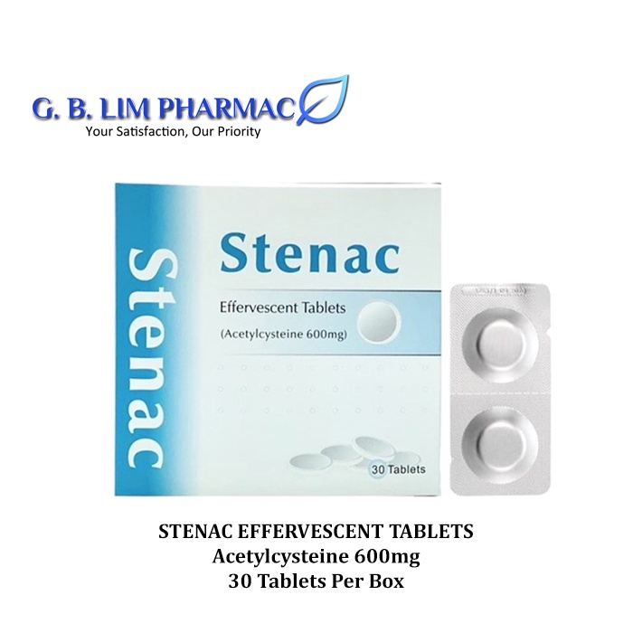 STENAC EFFERVESCENT 600MG 30 EFFERVESCENT TABLETS ONE BOX (EXP: 24-OCT ...