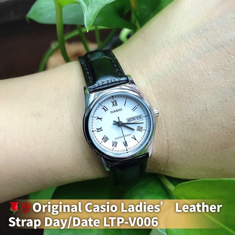 Casio Ladies’ Leather Strap Day/ Date LTP-V006L 女潮流文雅大方手表 上班 休闲 Elegant ...