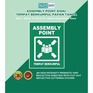ASSEMBLY POINT SIGN/ TEMPAT BERKUMPUL PAPAN TANDA_40CM X 30CM X 1.0MM ...