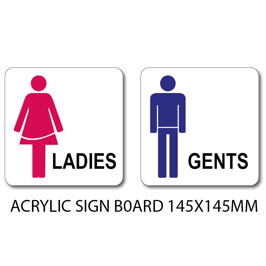 LADIES GENTS ACRYLIC TOILET SIGN 145X145MM ( WE ACCEPT CUSTOM-MAKE ...