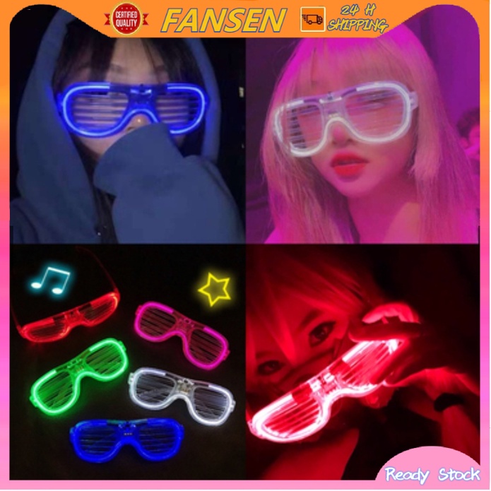🔥READY STOCK🔥Party LED Glow Cold Light Glasses for Girls Light Up Shades Flash Rave Luminous ...
