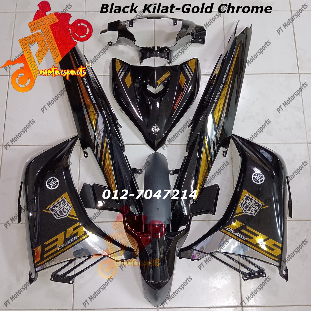 Yamaha LC 135 Matt Black / Black Kilat Cover Set Sticker Custom Chrome ...