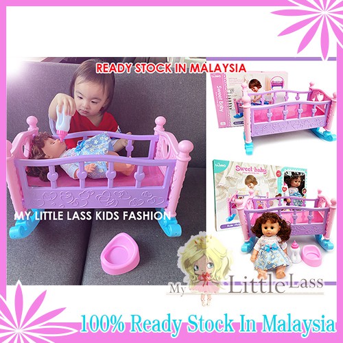 Baby Doll Rocking Cradle Crib Cot Bed Toy Rocking Bed Toys for girls ...