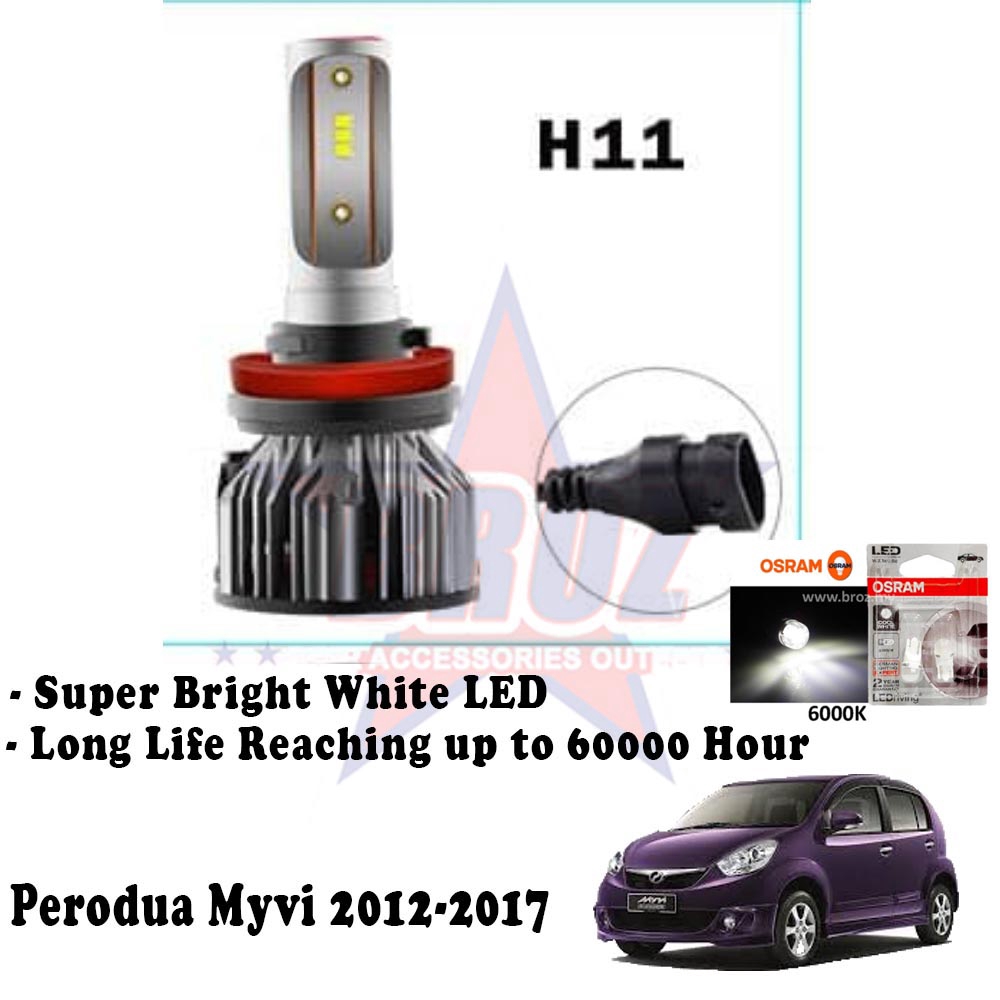 Perodua Myvi LB (Head Lamp) C6 LED Auto Head Lamp 6500k White (2pcs ...