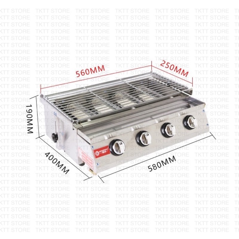 TKTT 4 Burners Stainless Steel Commercial Gas BBQ Grill Stove Infrared ...