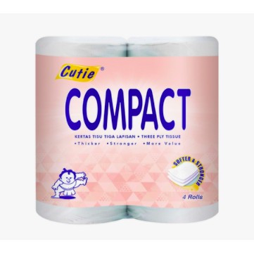 Cutie Compact 3 Ply Toilet Paper/Tissue Roll 4x150g | Shopee Malaysia