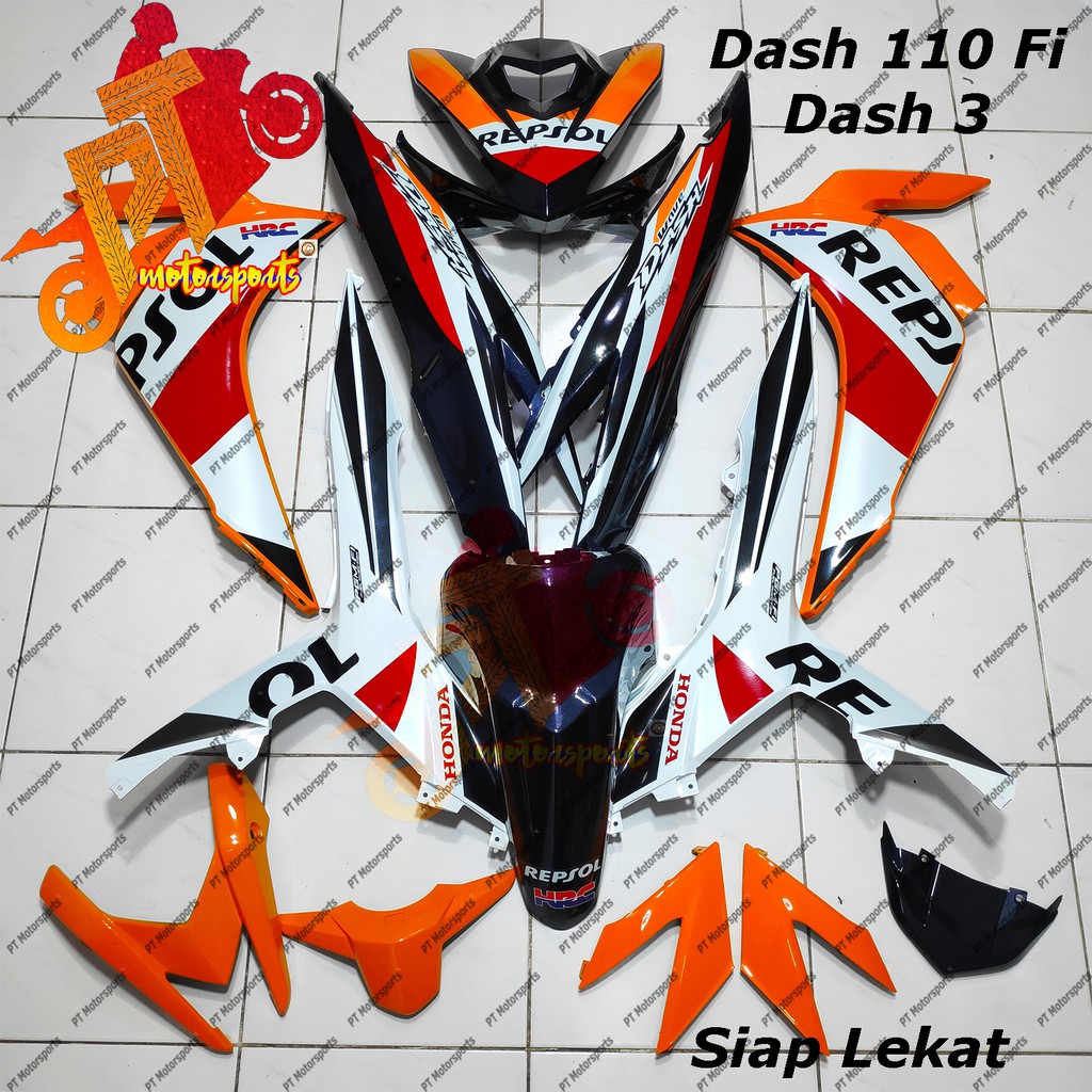 Honda Dash 110 Fi Dash 3 Dash V3 Cover Set Repsol Orange White D.Blue with sticker OEM | Shopee ...