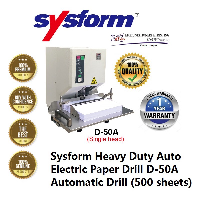 Sysform Heavy Duty Auto Electric Paper Drill D-50A Automatic Drill (500 sheets) | Shopee Malaysia