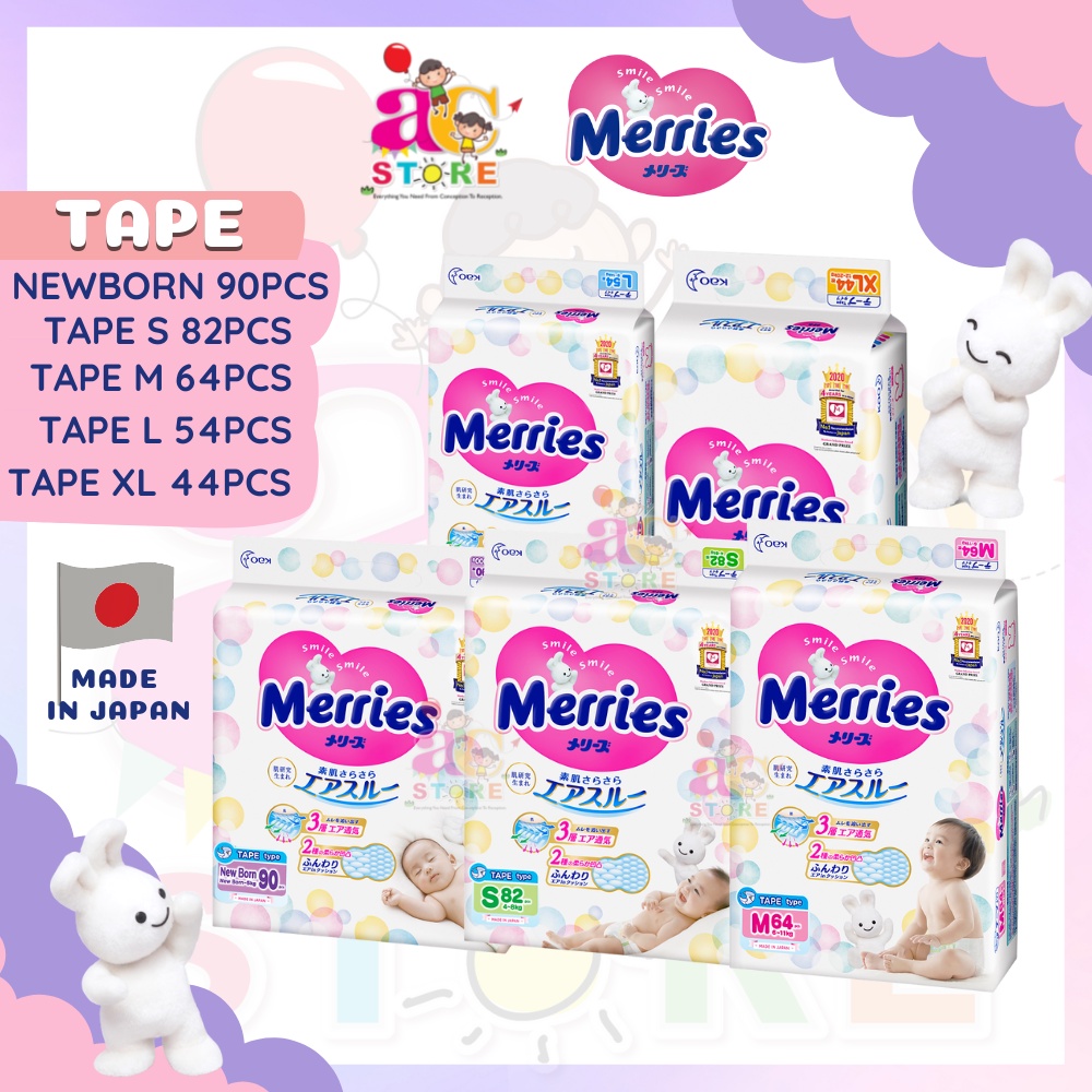 AC -Merries Premium Tape / Pants Baby Diapers - ( Newborn/ S / M / L ...