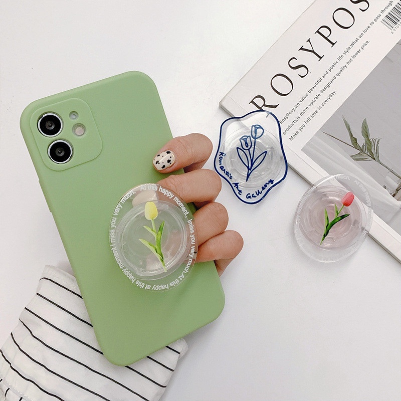Acrylic Cute Sheep Tulip Phone Stand Grip / Transparent Ins Style ...