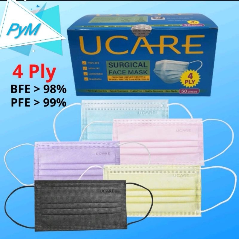 Ucare Surgical 4Ply Face Mask 98%BFE 99%PFE / Topeng Pembedahan 4ply / 四层医用口罩 ( Free Gift ...