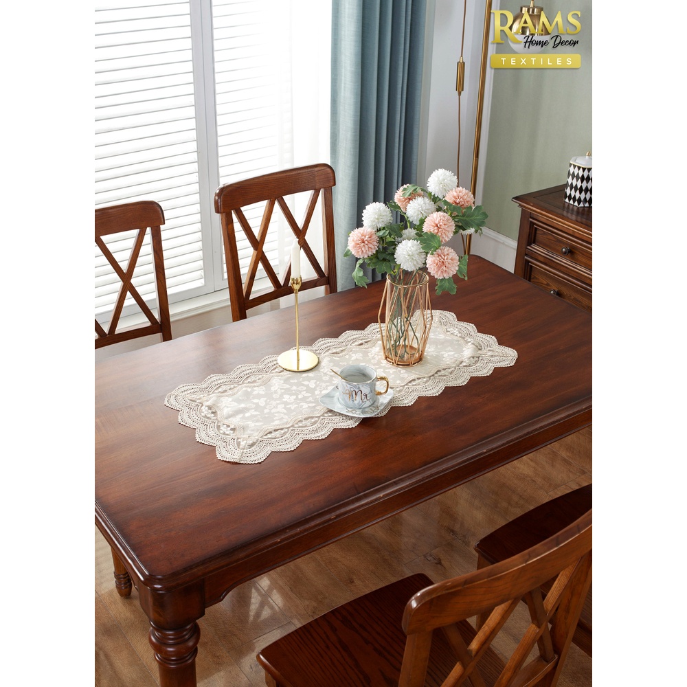 Embroidered Lace Table Runner / Dining Table Runner For 6 8 10 Seater ...