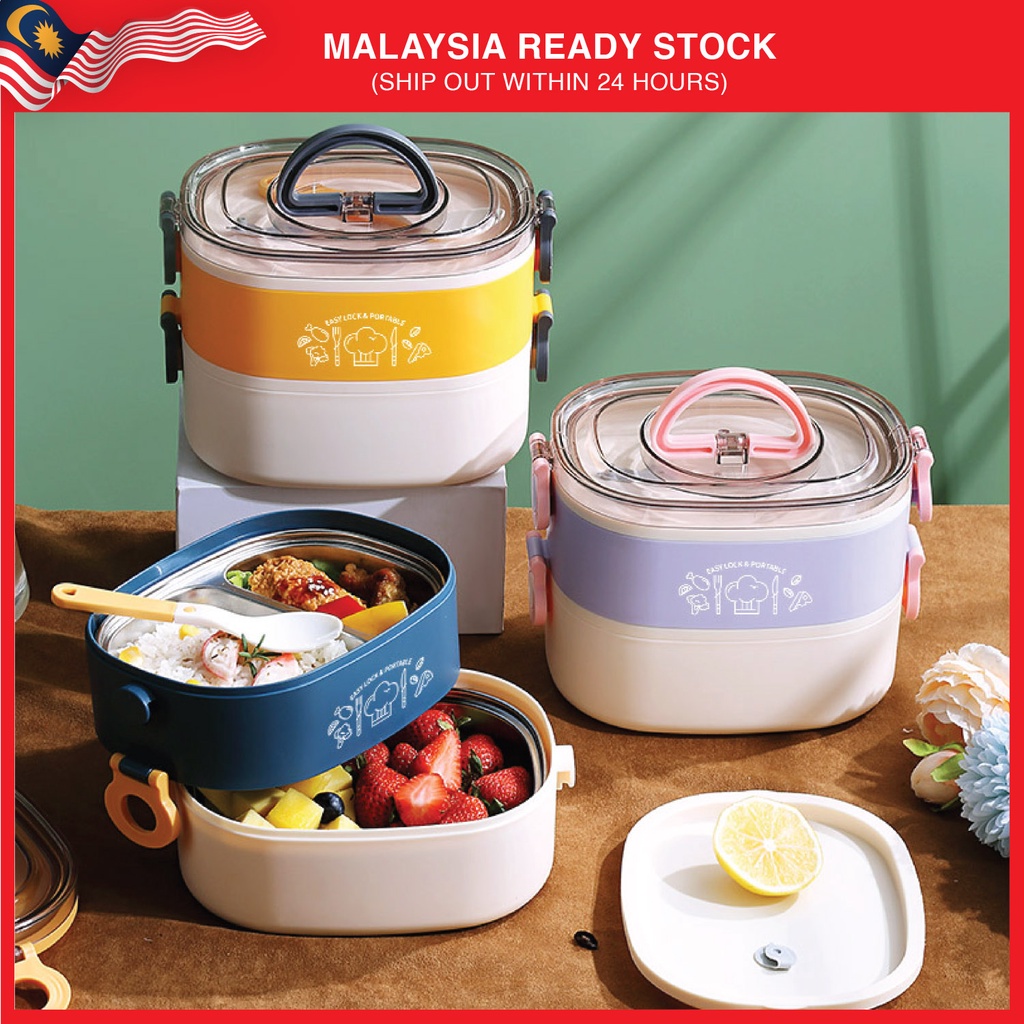 Portable Double-Layer Bento Box Eco-Friendly Lunch Box Microwave ...