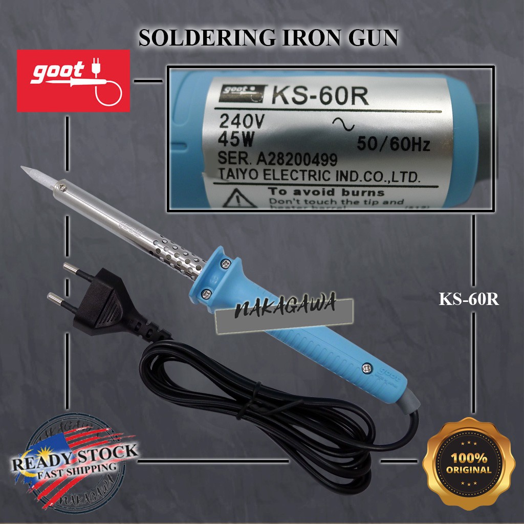 ORIGINAL JAPAN GOOT SOLDERING IRON KS-60R 45W QUICK HEAT SOLDERING GUN ...