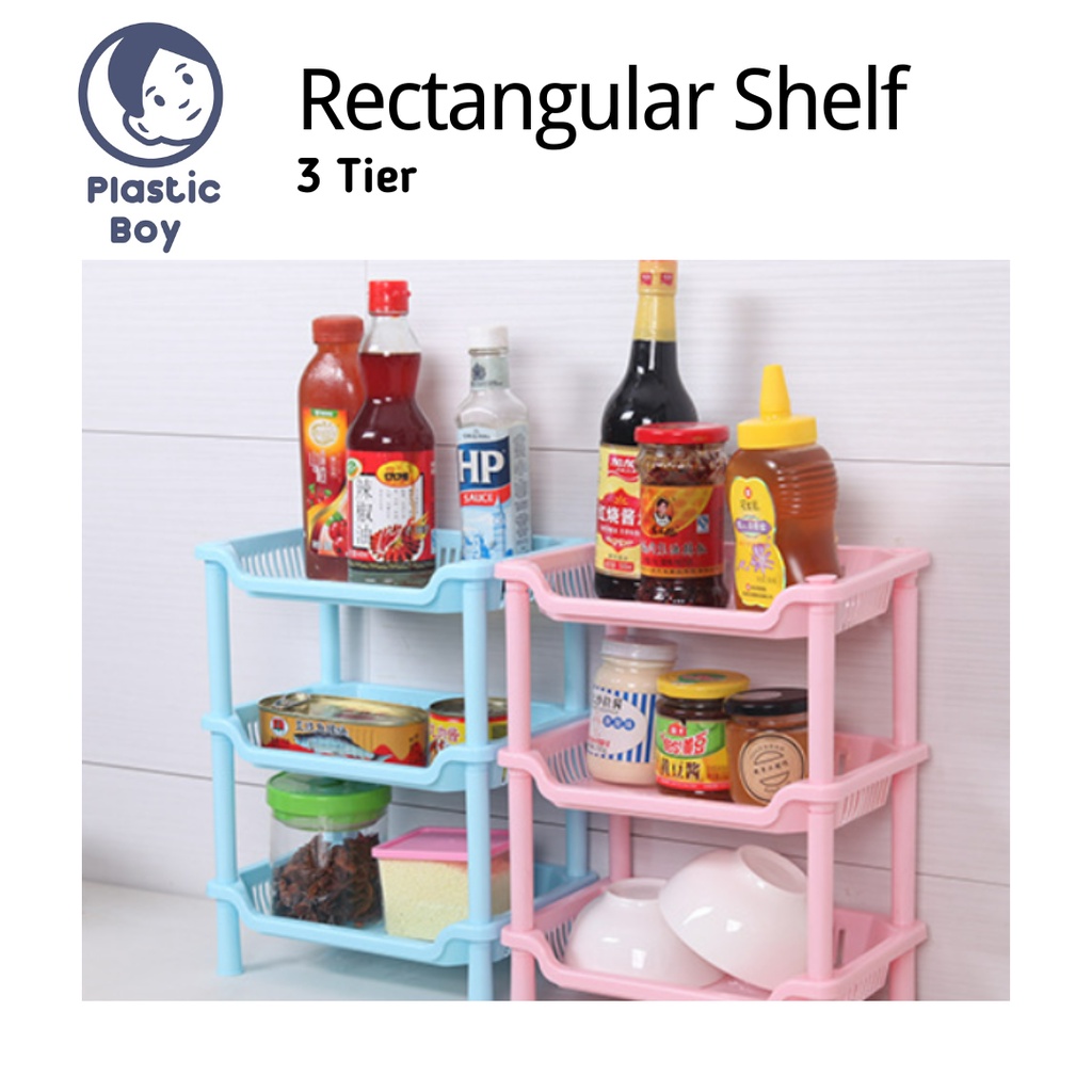Rak Dapur/ 3 Tier Rectangular Shelf Plastic Storage Shelf 4 Colors ...