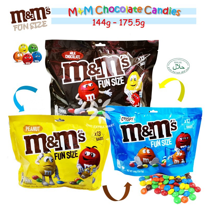 M&M's Fun Size Milk Chocolate/Peanut/Crispy Chocolate Candies 144g-175 ...