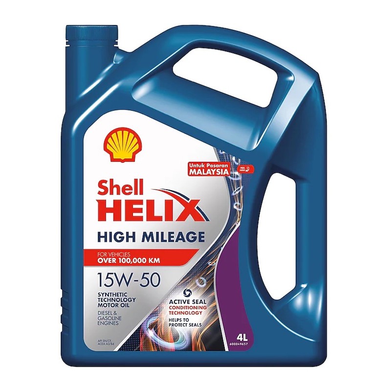 Shell Helix High Mileage 15W-50 4L (FREE GIFT SHELL TOWEL) | Shopee ...
