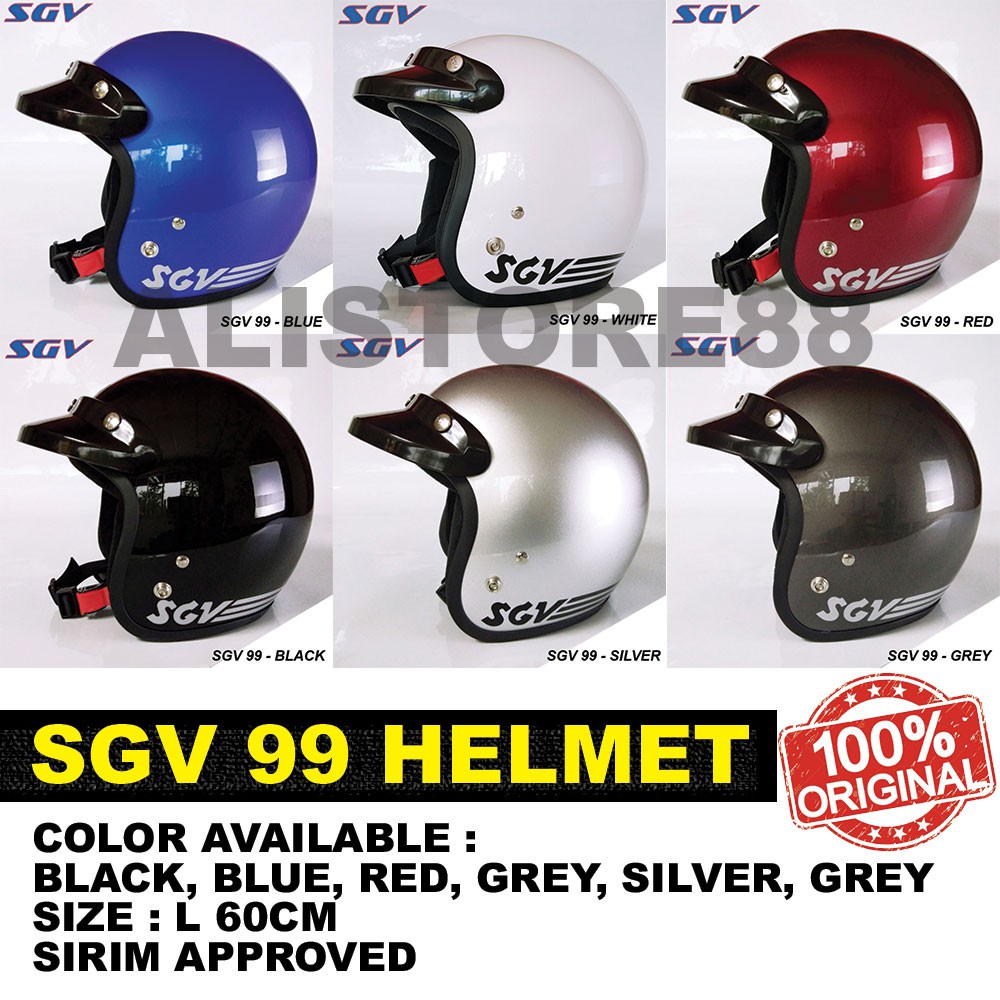 [100% ORIGINAL] SGV 99 HELMET-BLACK /BLUE /RED /GREY /SILVER /WHITE ...