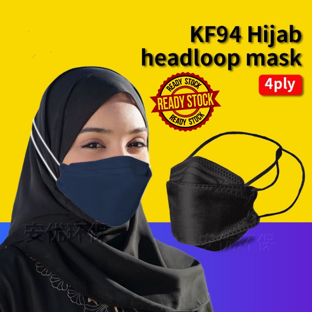 KF94 Headloop Hijab Face Mask (4 Layers) KF94 Tudung Topeng Muka Adult ...