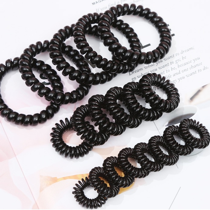 Various Size Black Telephone Wire Line Elastic Hair Ties Hair Rubber ...