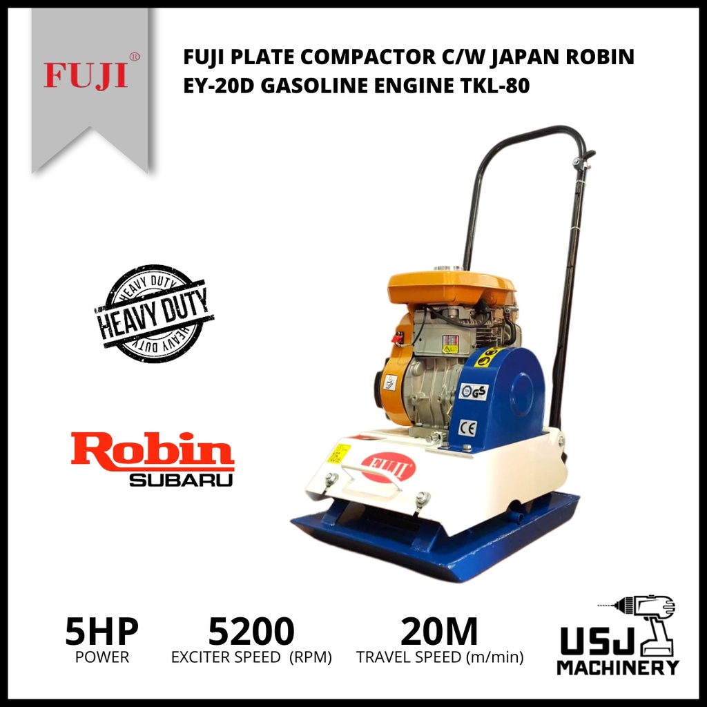 FUJI Plate Compactor c/w Japan Robin EY-20D Gasoline Engine TKL-80 | 6 ...
