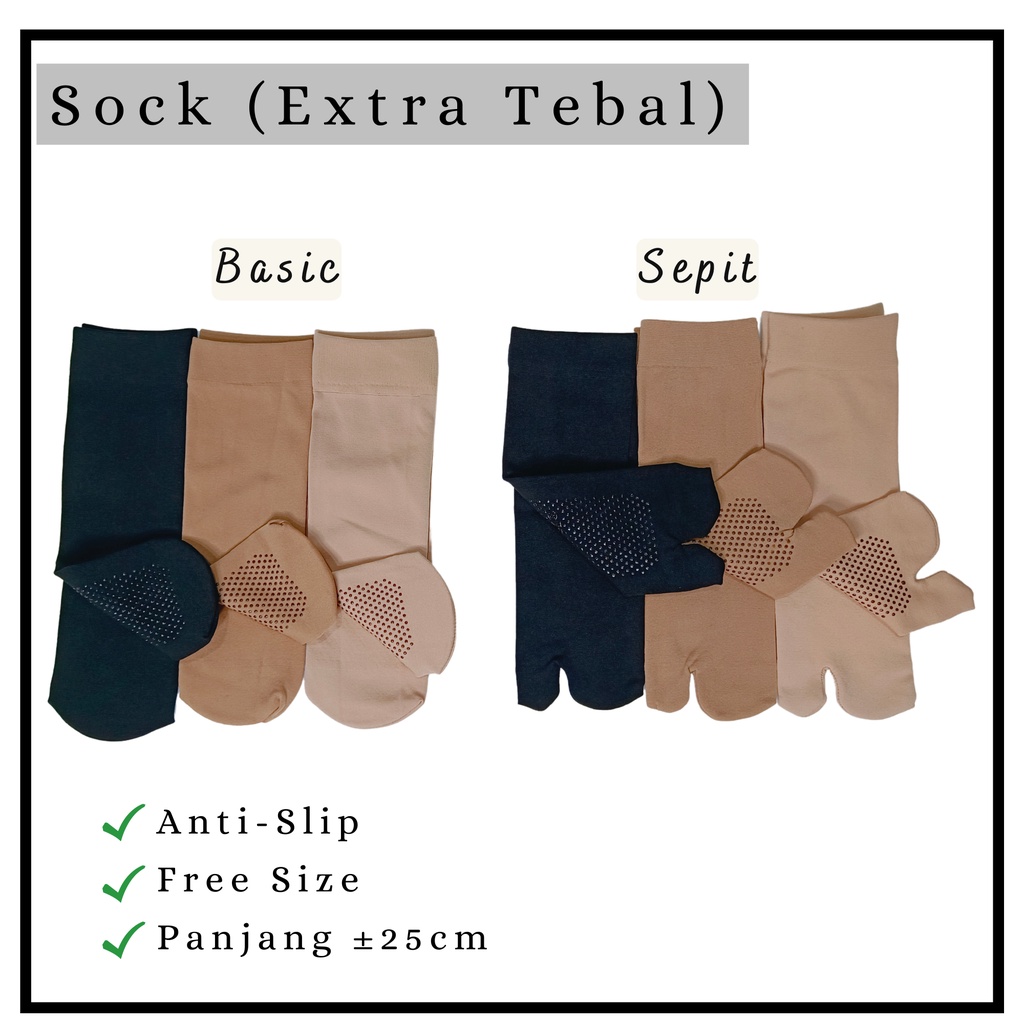 EXTRA TEBAL!! 💥Stokin Cotton Basic Anti-slip/Tapak getah |Stokin ...