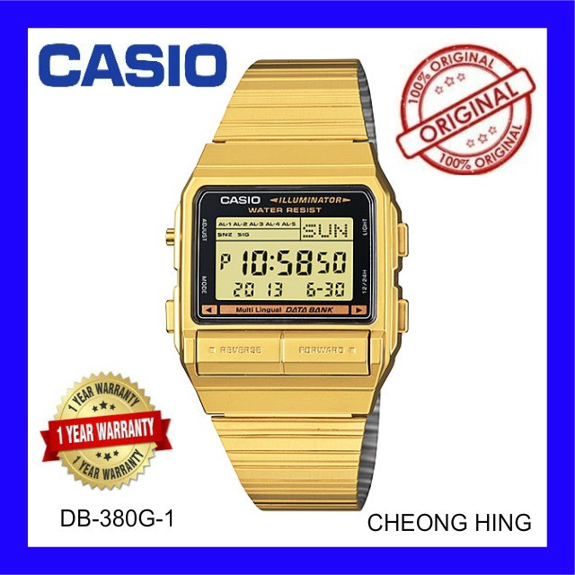 Casio DB-380G-1 Data Bank Digital Gent's Watch Original (One Year ...