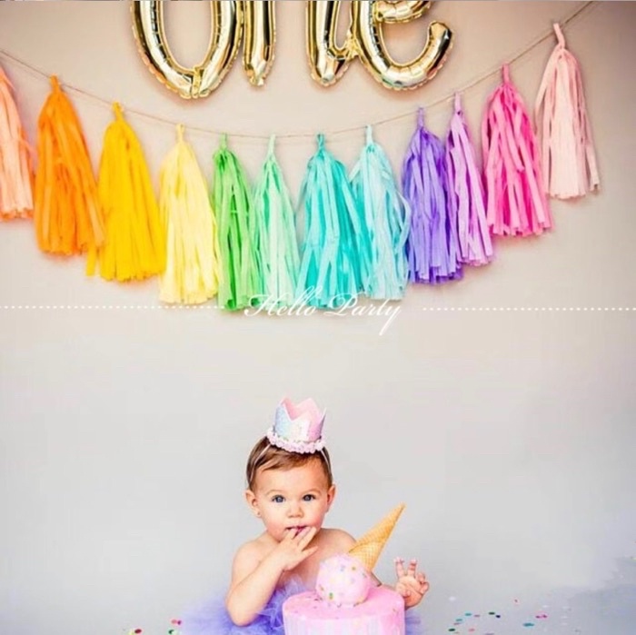 5pcs Tassel Tissue Paper Garland Pom Pom Tinsel Banner Backdrop Party ...
