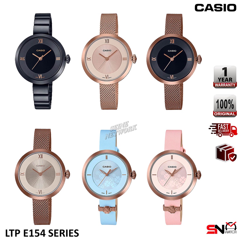 Casio LTP-E154B LTP-E154MPG LTP-E154MR LTP-E154RL Four-Leaf Design dials Quartz Analog Women's ...