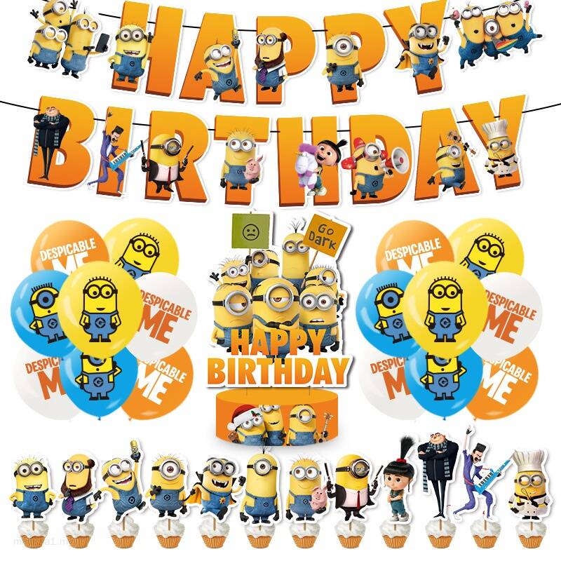 Despicable Me Minions Gru Theme Party Decoration Set Anime Cartoon ...
