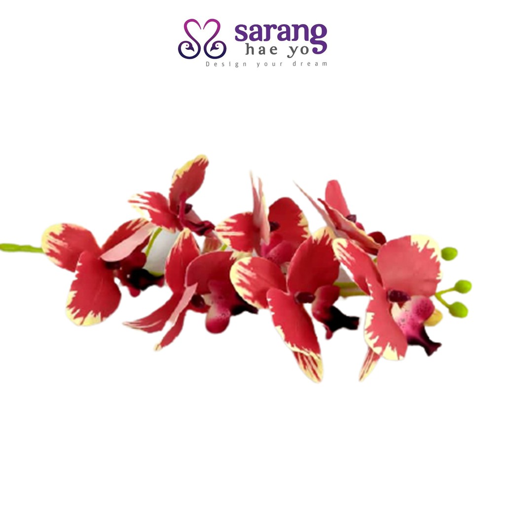 Artificial 7 Heads Small Orchid Latex 3D Hand Bouquet Bunga Orkid 3D ...