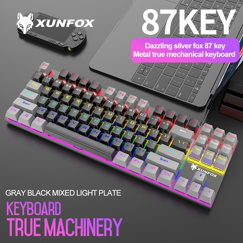 XUNFOX K80 /K10 Gaming Mechanical * Keyboard USB Luminous Color Wired ...