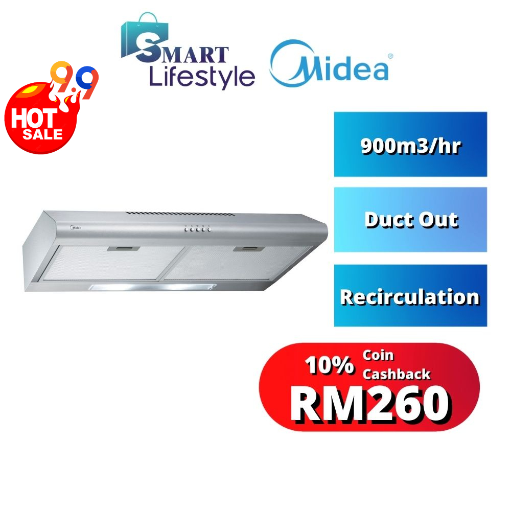 Midea 900m3/hr Slim Cooker Hood - MCH-76MSS (Duct Out) Recirculation ...