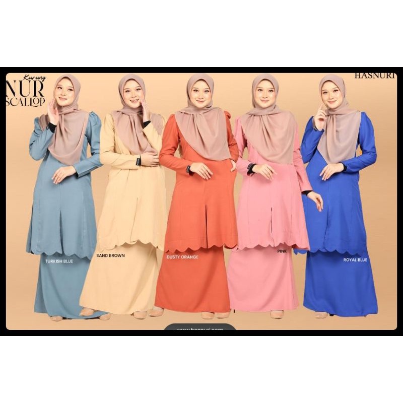 [BAJU KURUNG LABUH] KURUNG NUR SCALLOP HASNURI READY STOCK BF FRIENDLY ...