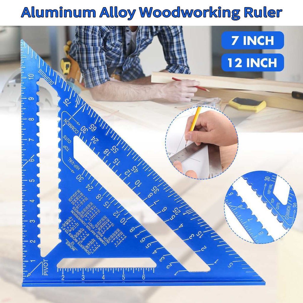 7/12 Inch Aluminum Alloy Triangular Ruler for Woodworking, Imperial ...