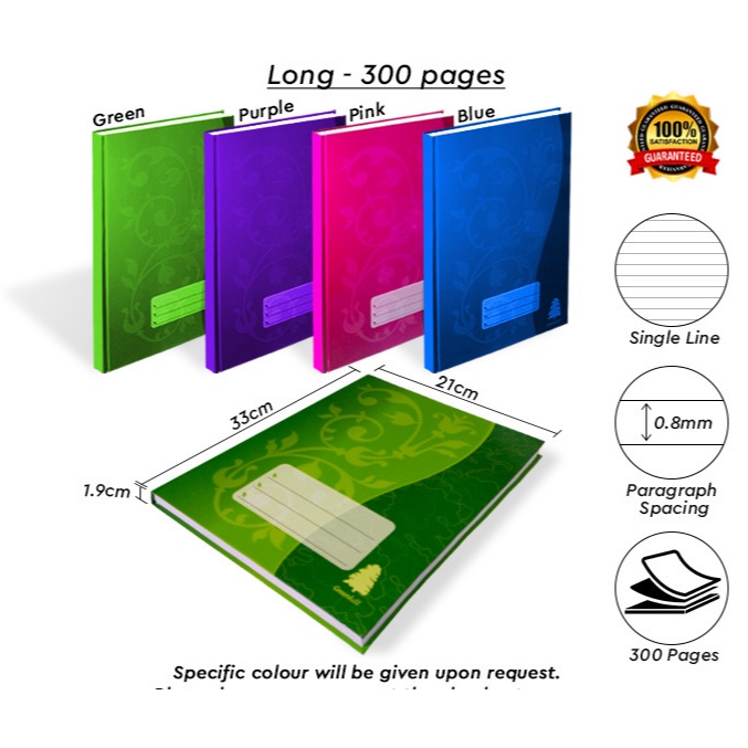 Greenhill F4 Hard Cover Foolscap Note Book Buku Log Panjang / F5 Buku ...