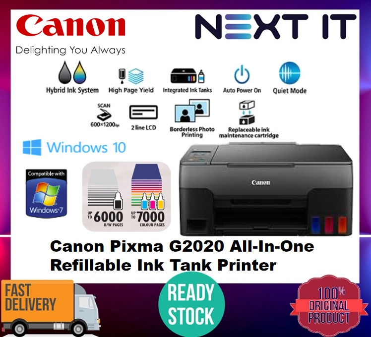 [READY STOCK] Canon Printer PIXMA G2020 Easy Refillable Ink Tank, All ...