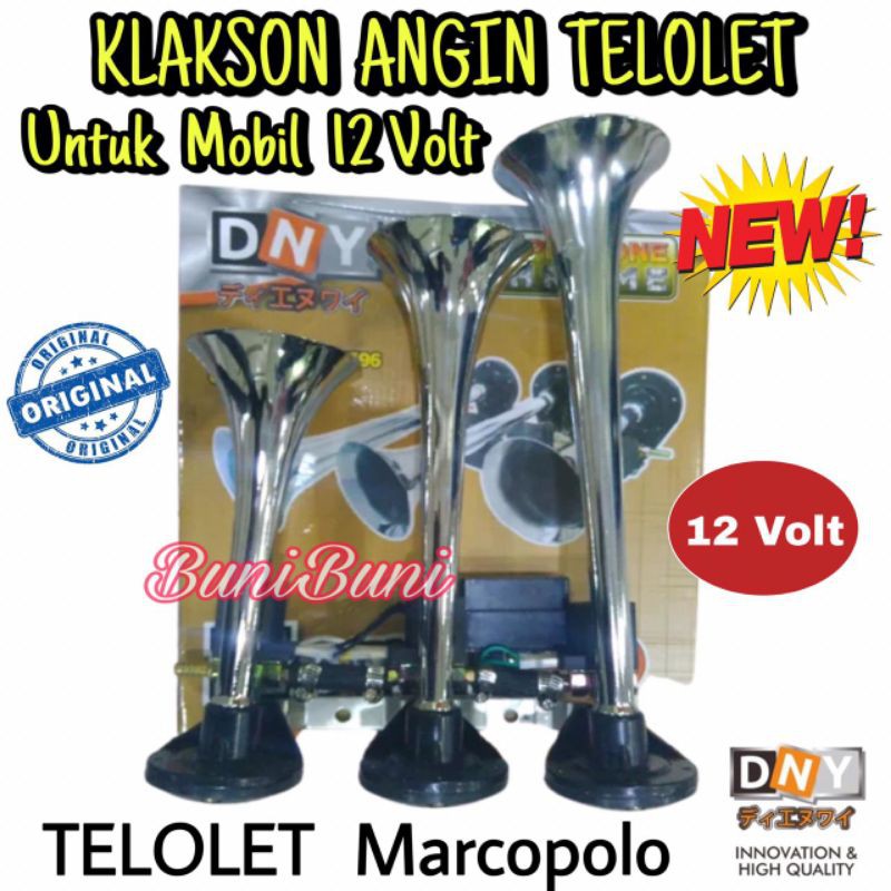 Wind Horn/Air Horn Telolet 3 Trumpet Funnel For 12 Volt Car & Truck ...