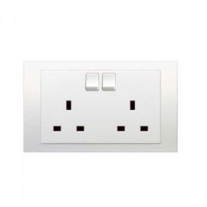 Schneider Electric Vivace 13A Twin Gang Switched Socket KB25/ SIEMENS DOUBLE SWITCH SOCKET 13A ...