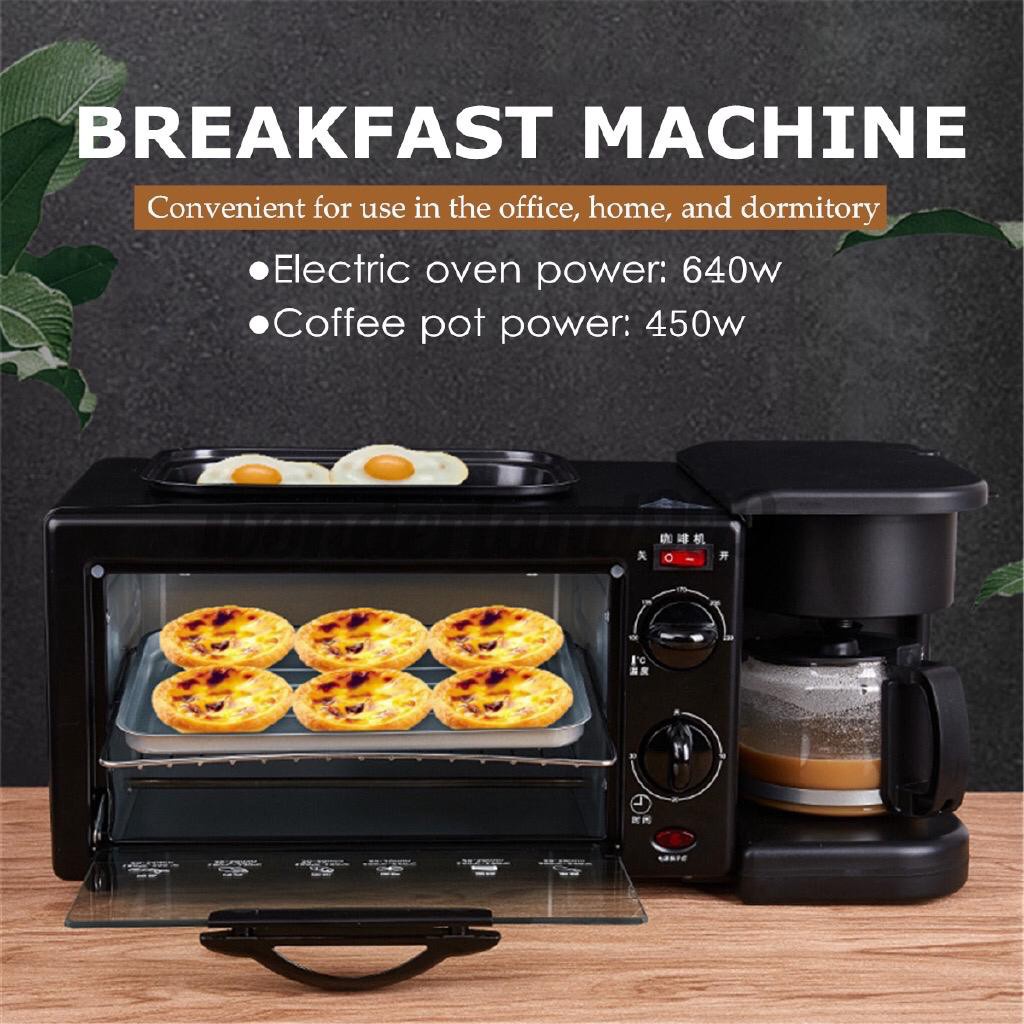 HLV_ 3-IN-1 Multi-Function Electric Oven Breakfast Machine Coffee Maker ...