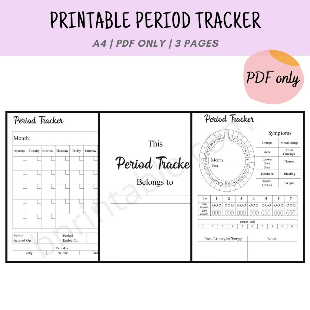 [PDF] Printable Period Tracker, Planner Book Inserts, Every Girl Must Have, Softcopy Printable ...
