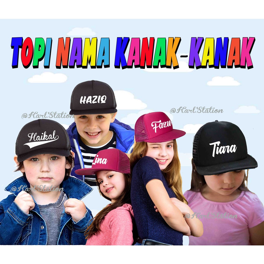 Topi Budak-Budak Trucker Cap / Tulis Nama Sendiri / Saiz Umur 1 Tahun ...