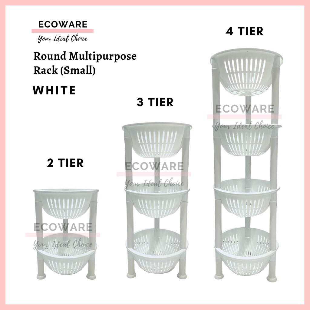 ECOWARE Round Multipurpose Rack Small / Rak Barang Serbaguna Kecil (2/3 ...