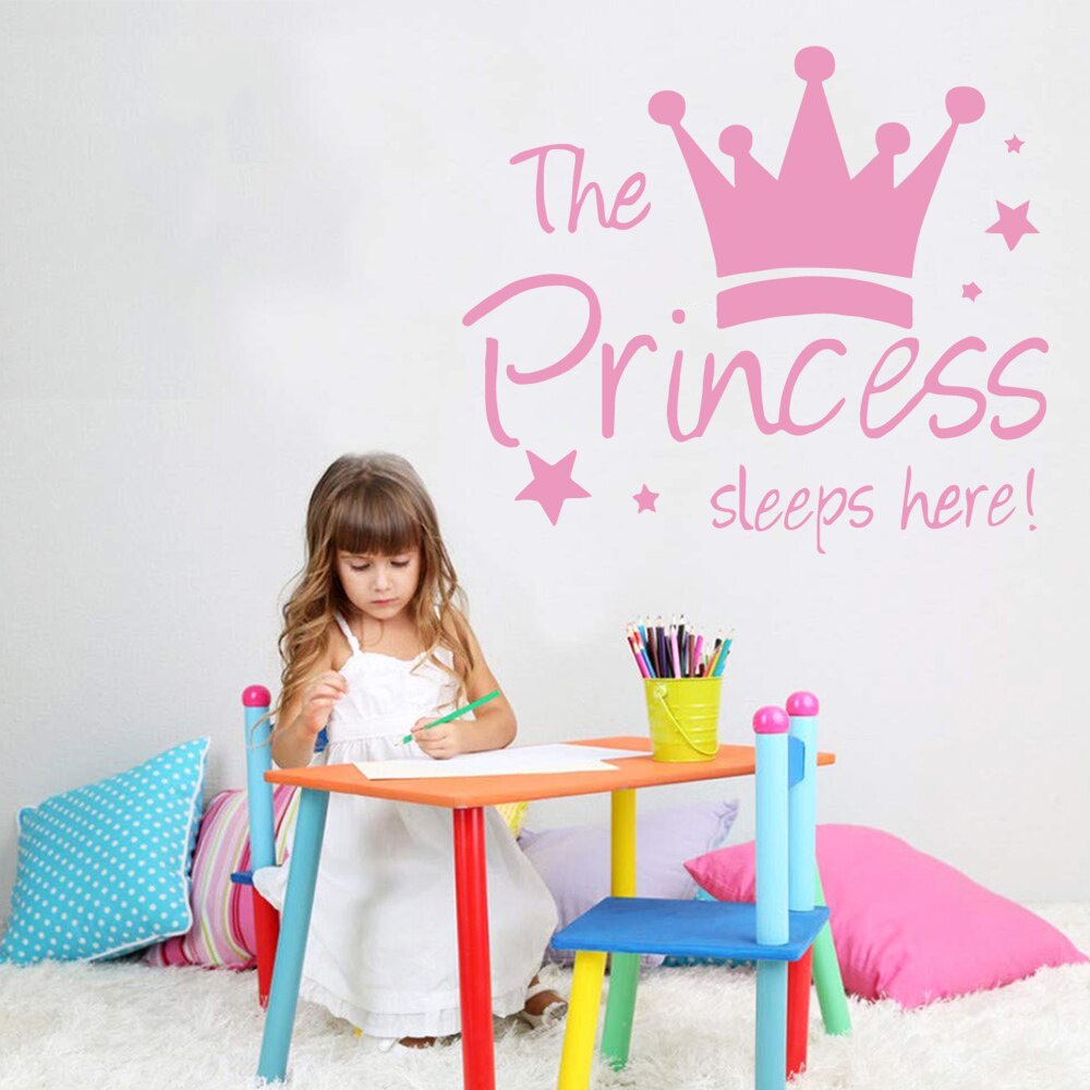 Fashion The Princess Sleep Here Frase Wall Stickers Art Decal For Girl ...