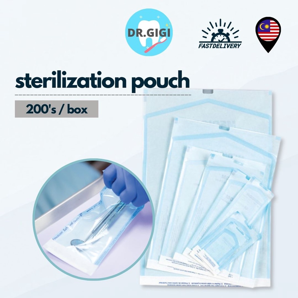 [dr.gigi] Sterilization Pouch 200 piece With Steam Indicator Blue ...