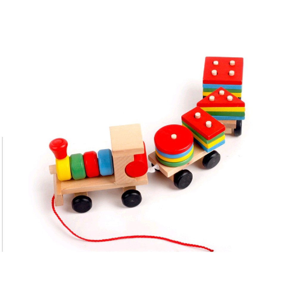 Wooden Geometric Shape Matching Childhood Educational Train Set ...