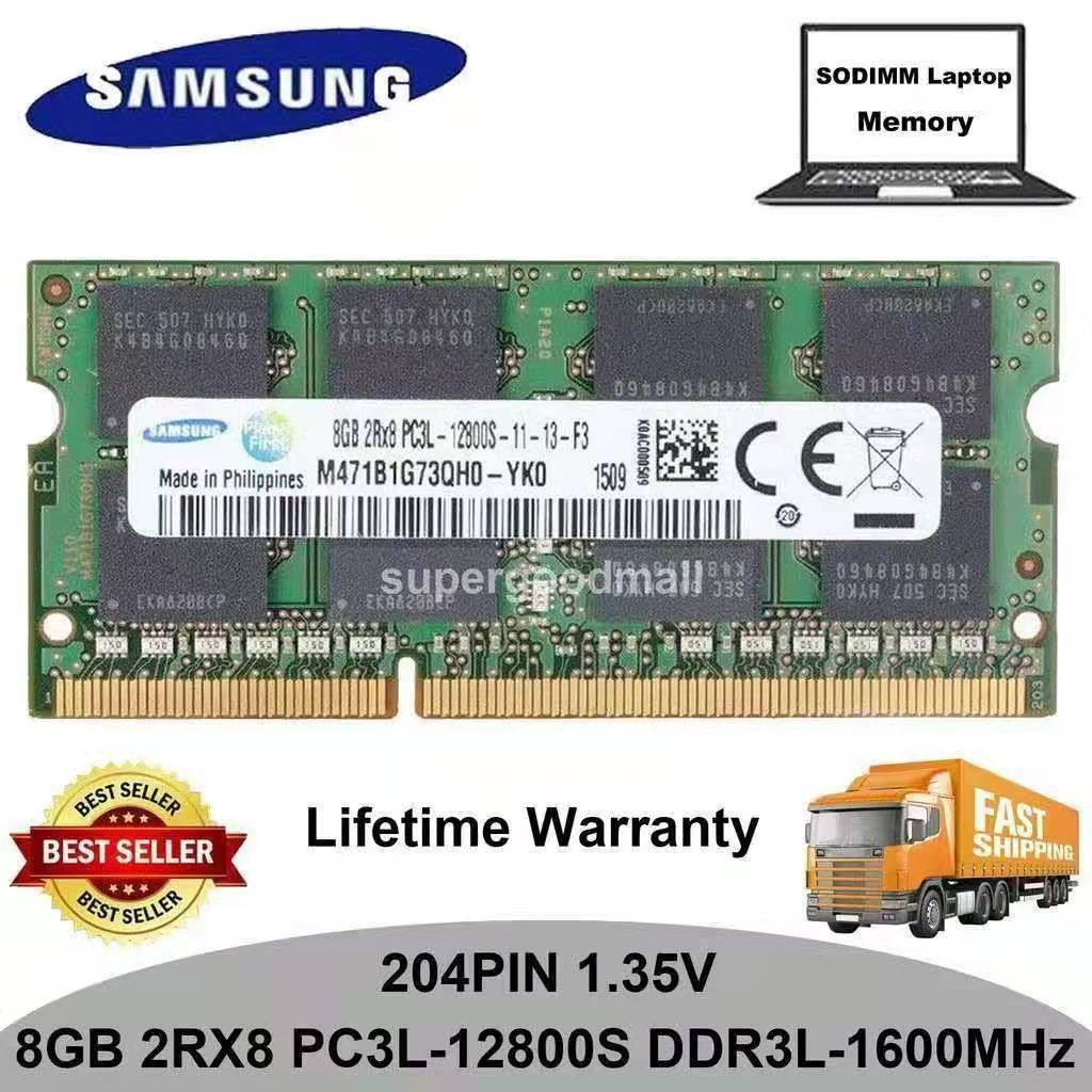 Samsung 8GB 2RX8 PC3L-12800S DDR3L-1600MHz 204Pin 1.35V SODIMM Memory RAM Notebook RAM | Shopee ...